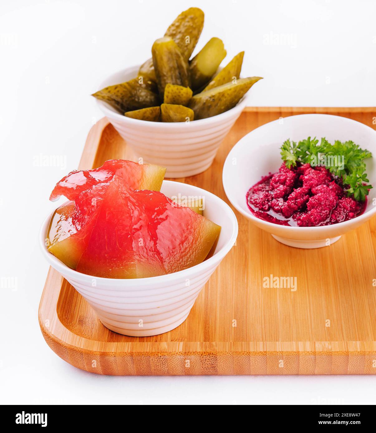 different pickles in Moldovan style on wood board Stock Photo - Alamy