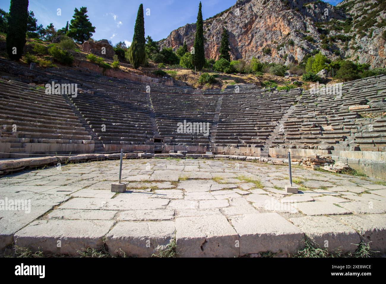 Ancient amphitheater of Delphi. Famous Archaeological site in Greece ...