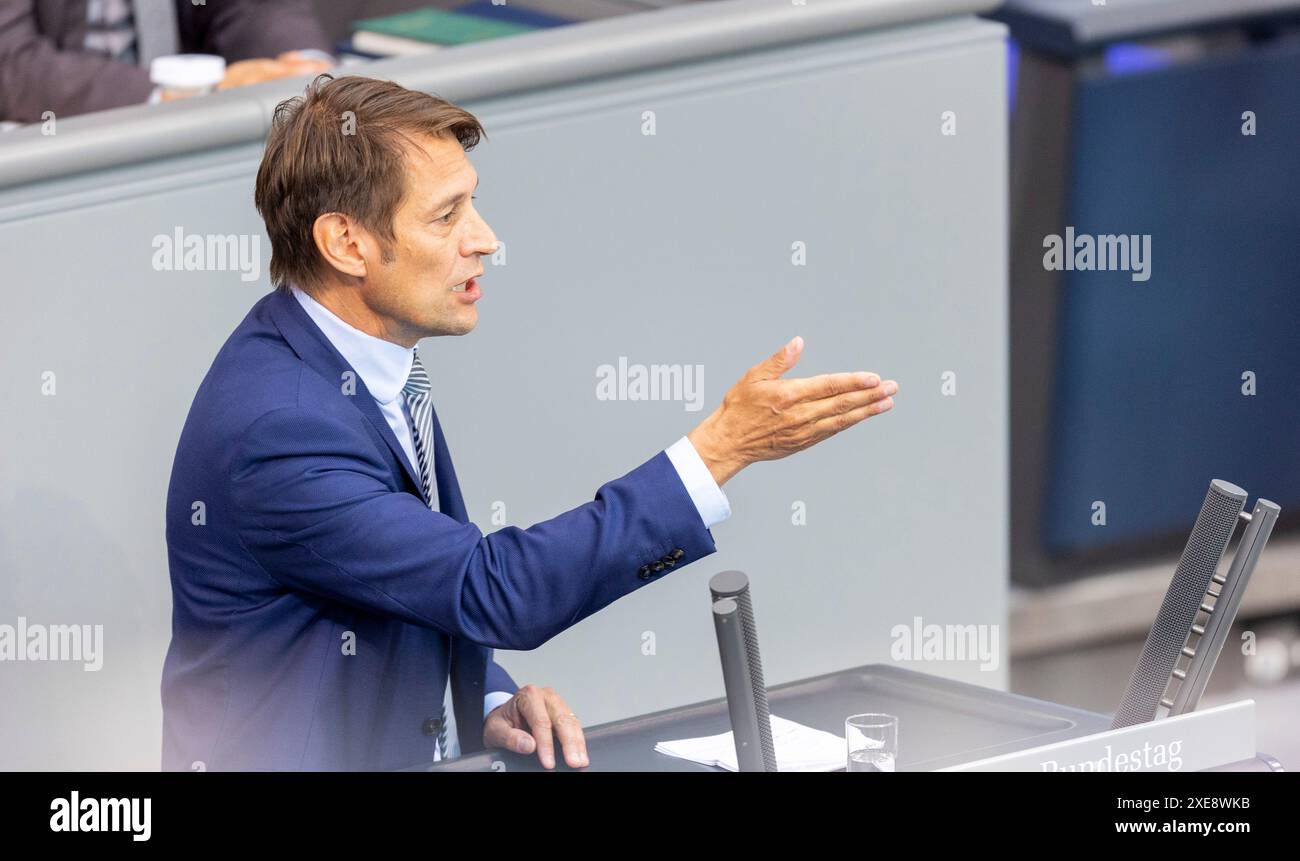 Berlin, Germany. 26th June, 2024. Götz Frömming (AfD) speaks in the ...