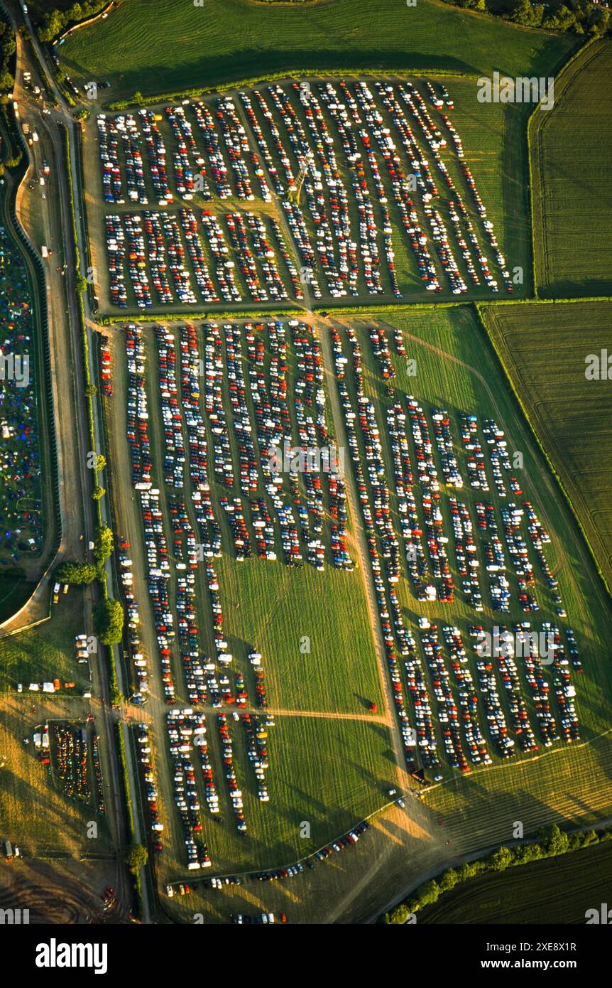 Aerial Image Glastonbury Festival, showing colourful mosaic display of ...