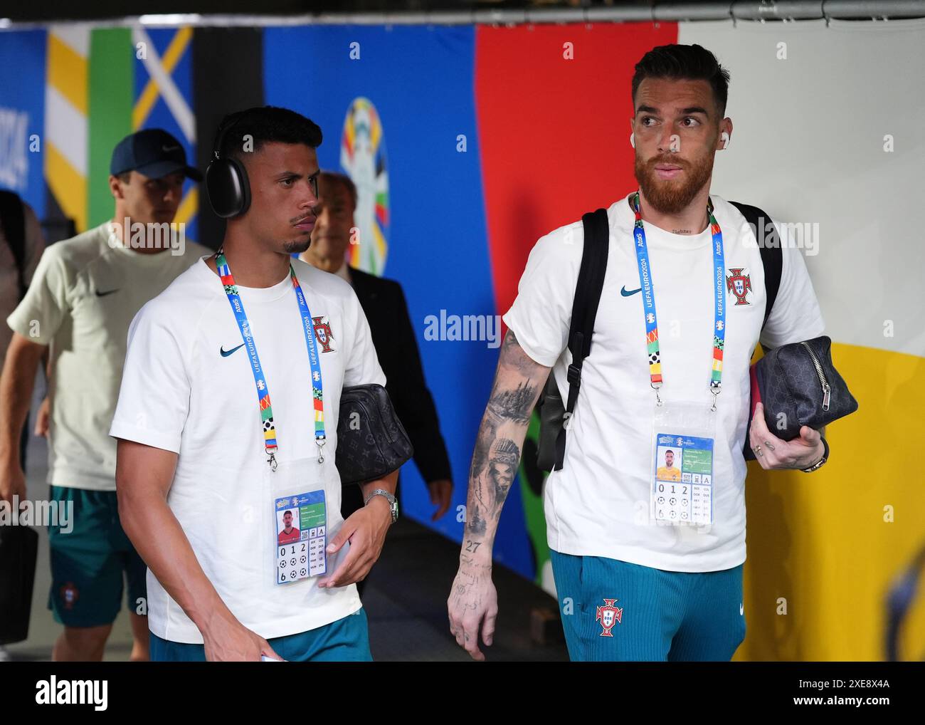 Portugal's Matheus Nunes (left) and Rui Patricio arrive ahead of the ...