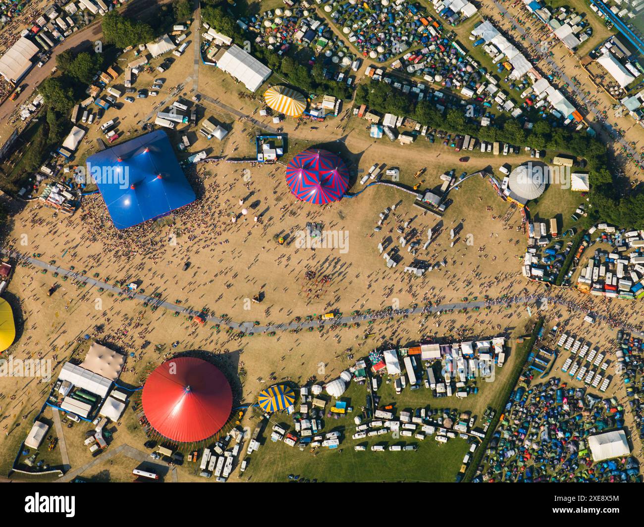 Aerial view of Glastonbury Festival, Saturday 26th June 2010, Pilton ...