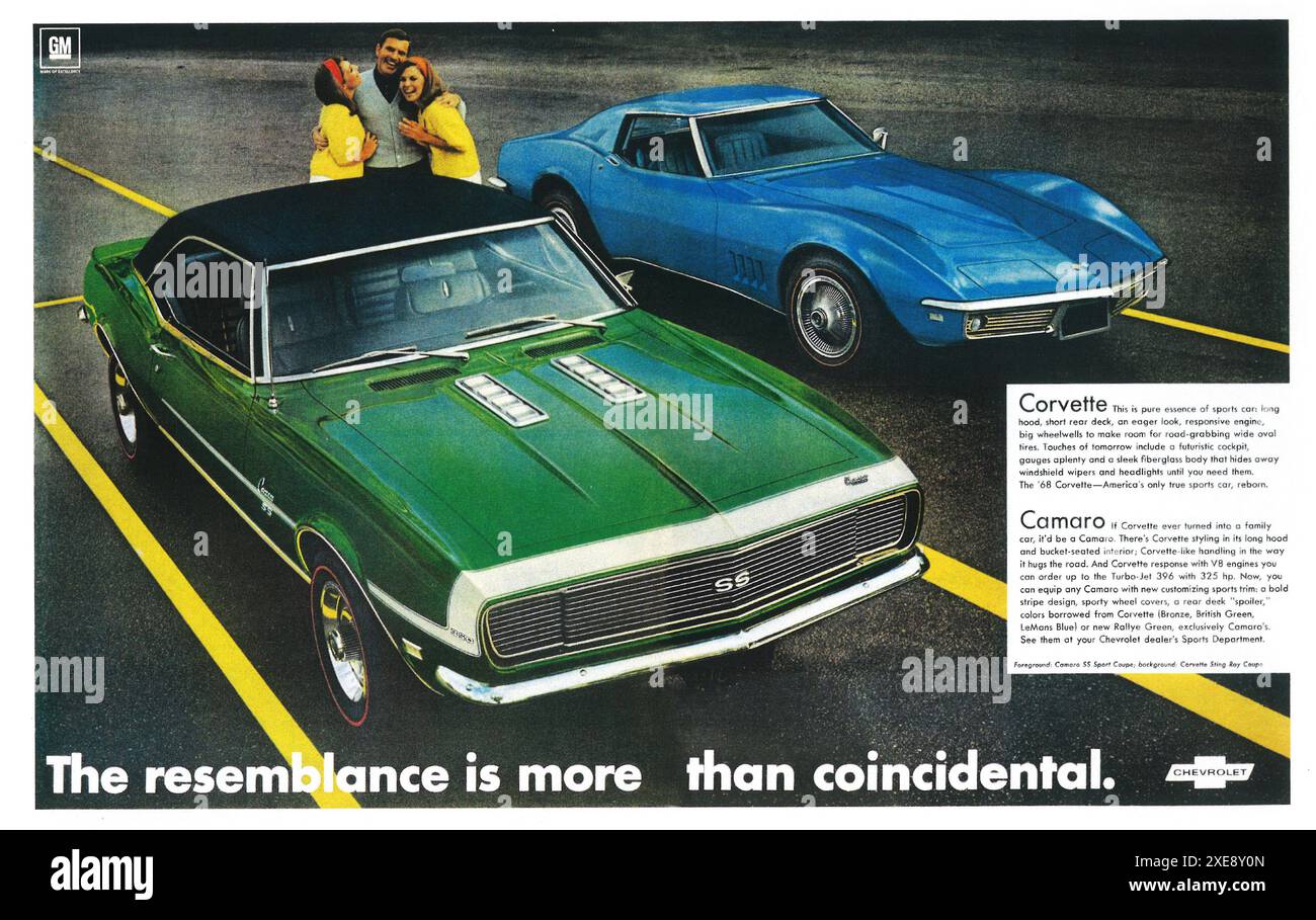 1968 Chevrolet Camaro SS Corvette String Ray Ad Stock Photo - Alamy