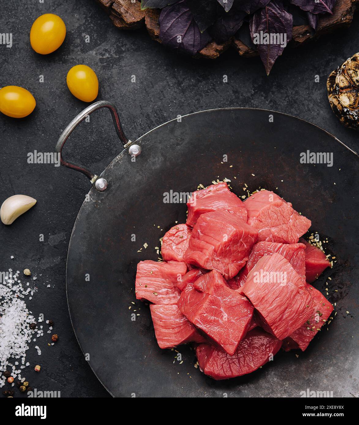 Top view cut meat hi-res stock photography and images - Alamy