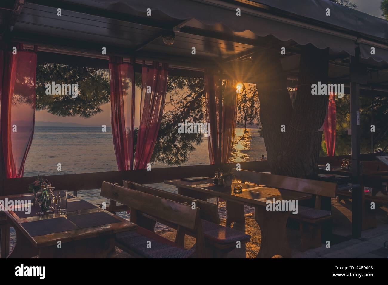 romantic views from the restaurant by the sea in the afternoon Stock ...