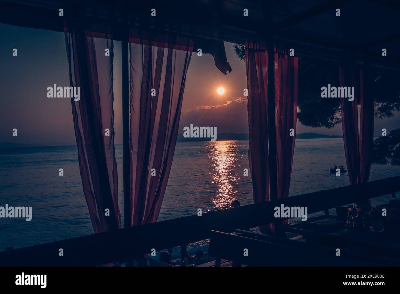 romantic views from the restaurant by the sea in the afternoon Stock ...