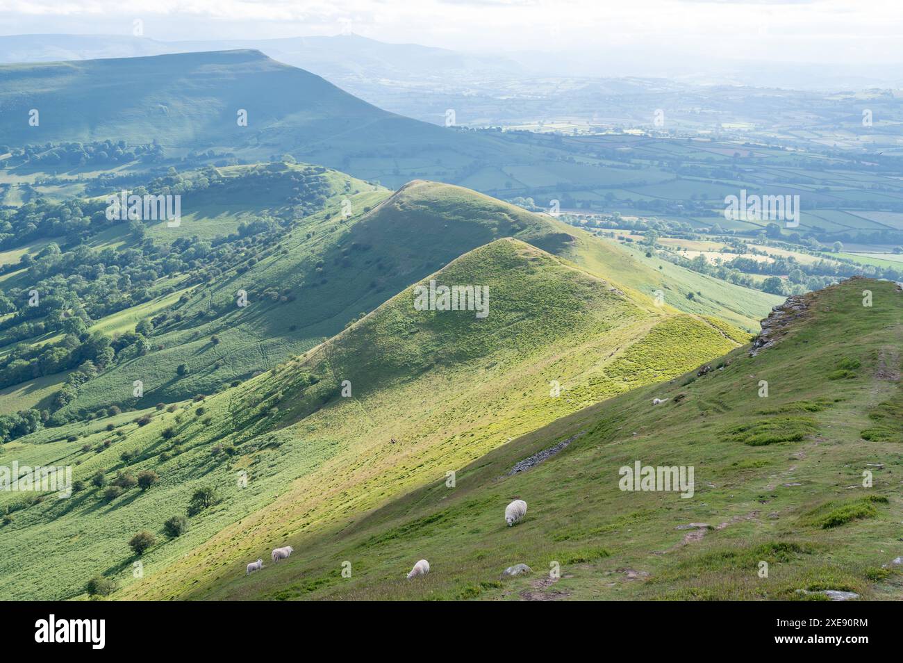 Y Grib, the Dragon's Back at the head of the Rhiangoll Valley, Black ...