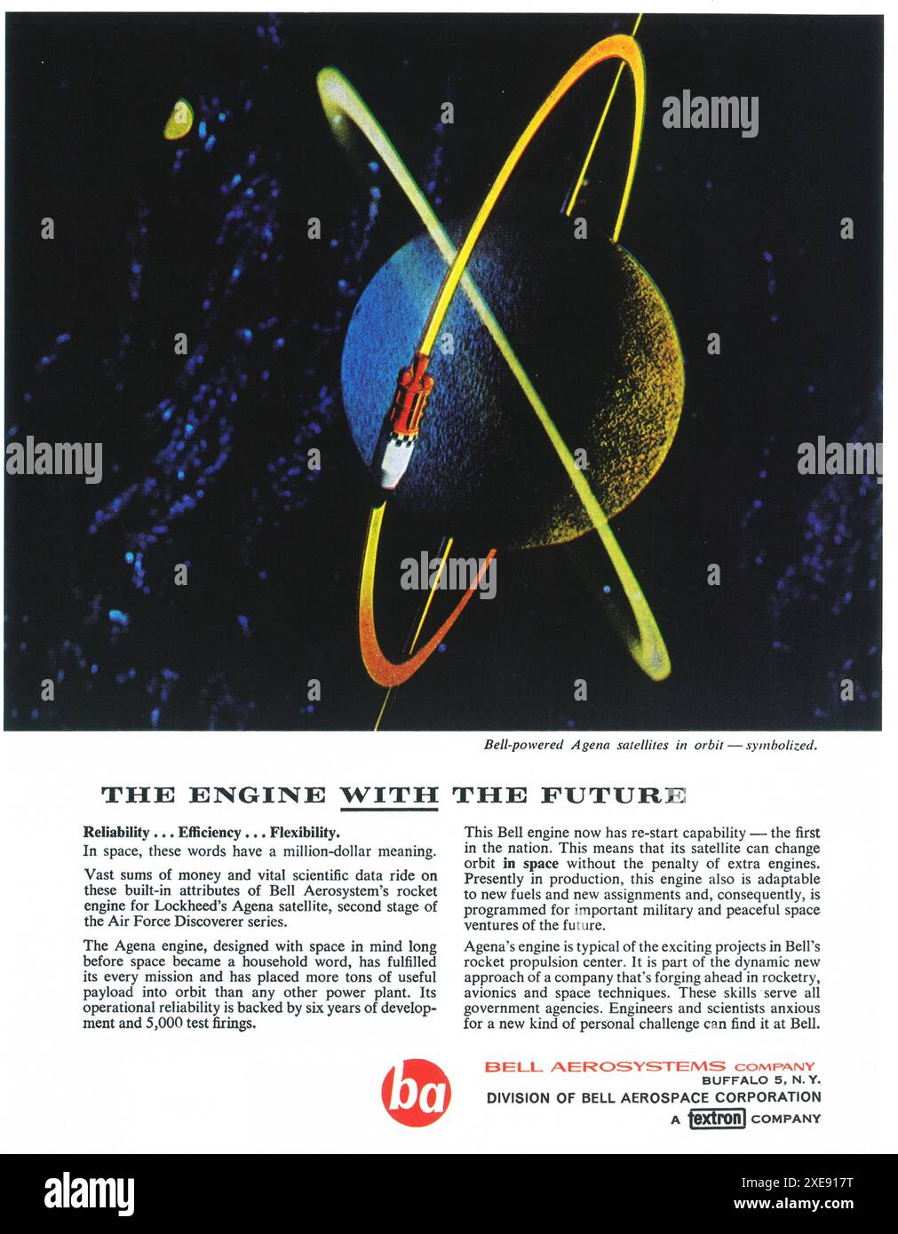 1962 Bell Aerosystems rocket engine for Lockheed's Agena satellite in ...