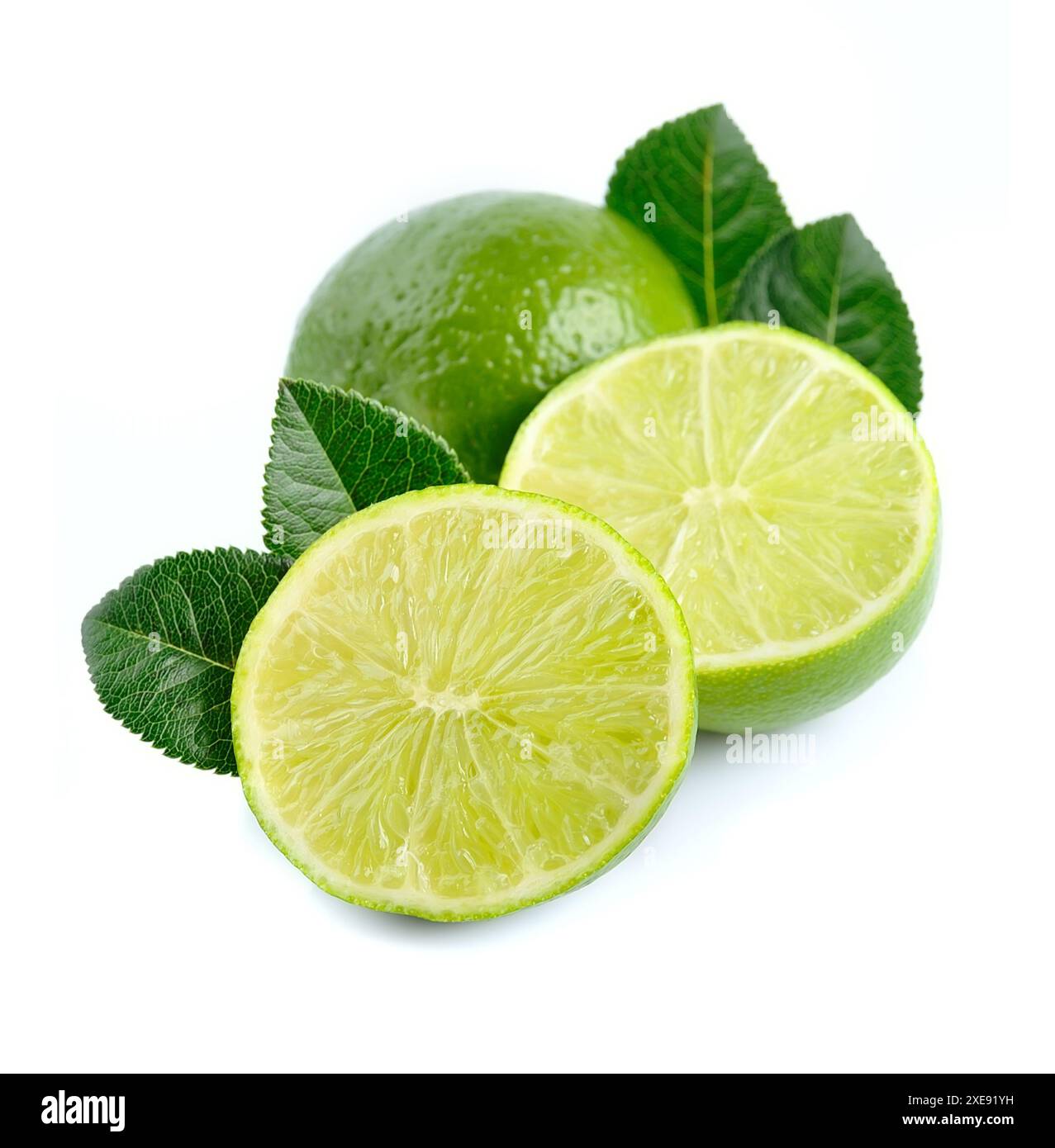 Fresh lime fruits with leaves Stock Photo - Alamy