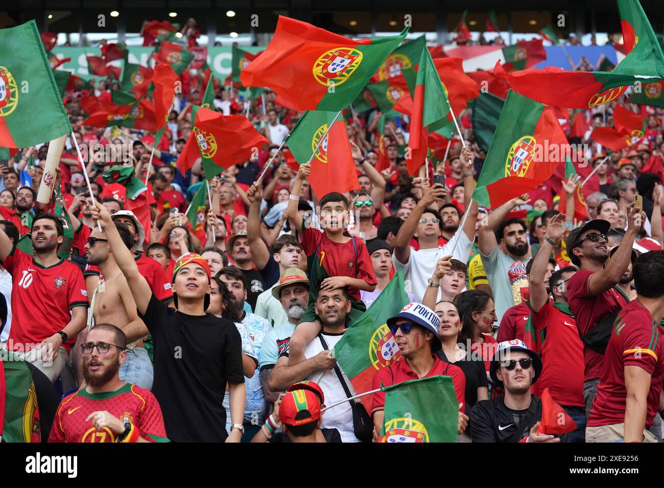 Portugal fans in the stands ahead of the UEFA Euro 2024 Group F match ...
