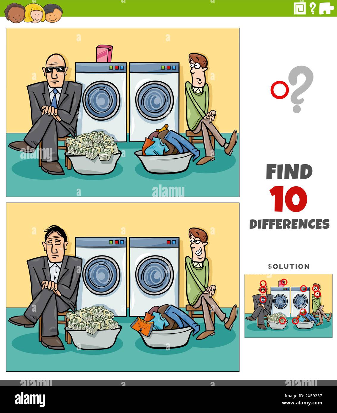 Cartoon illustration of finding the differences between pictures ...