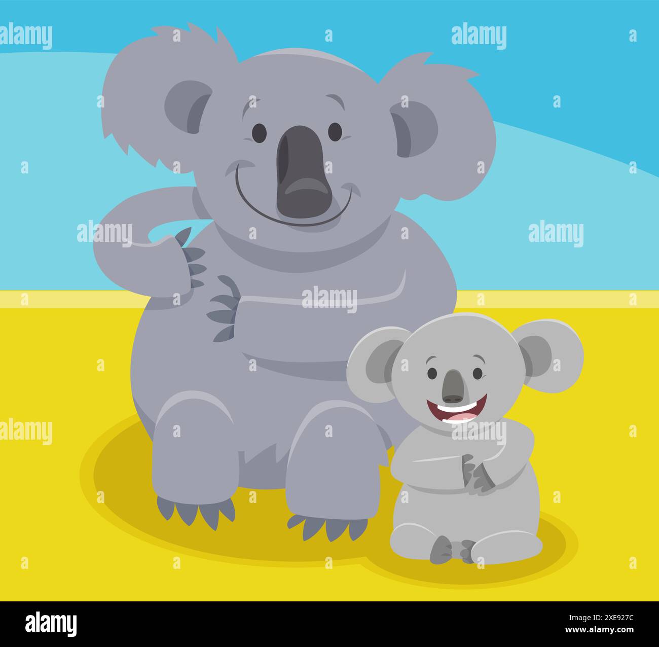 Cartoon illustration of funny koala mom and baby animal characters ...