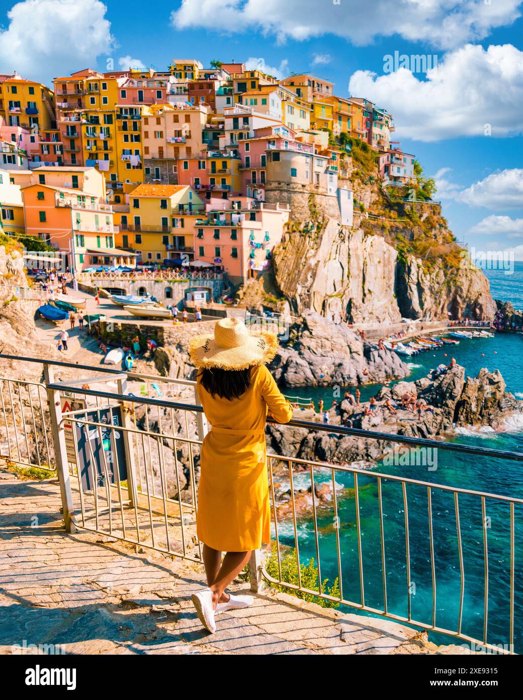 Asian women visiting Manarola in Cinque Terre Italy Stock Photo - Alamy