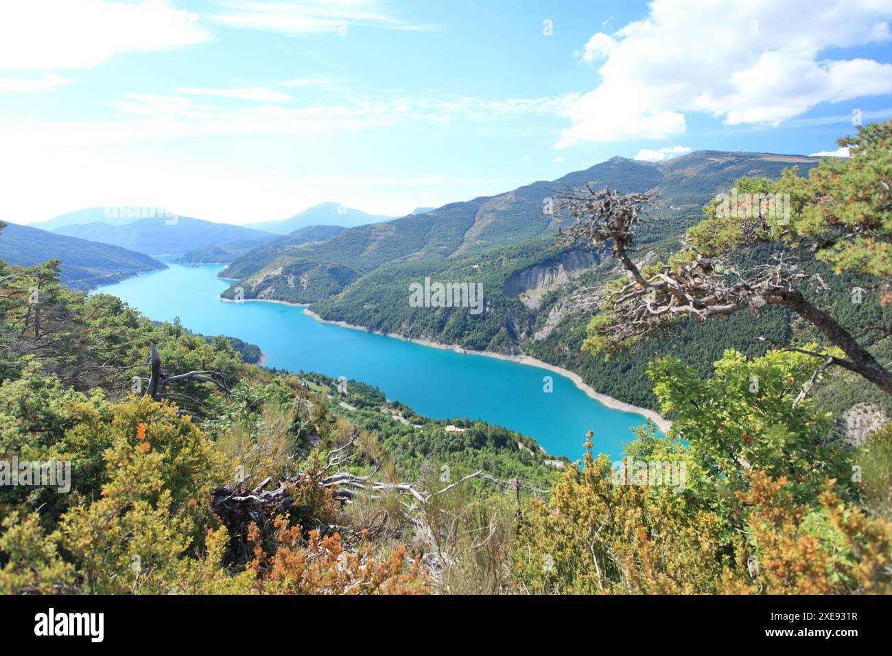 Top view above the Castillon lake, Alpes de Haute Provence, France ...