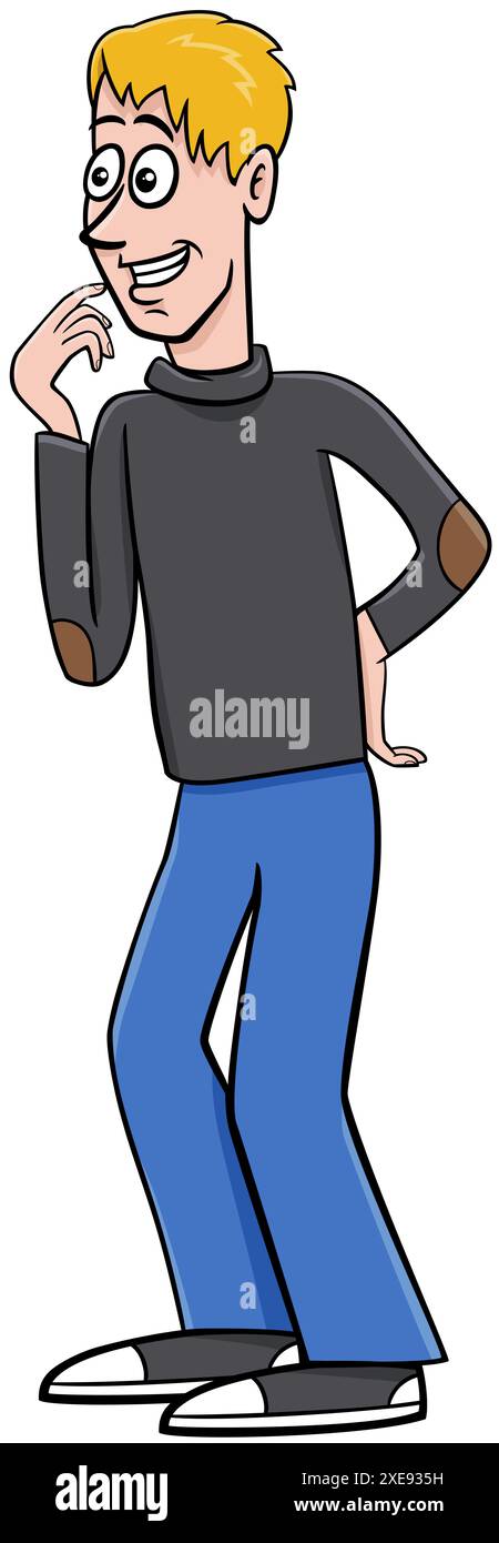 Happy cartoon young man or guy comic character Stock Photo - Alamy