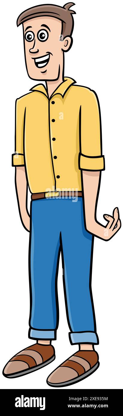 Happy cartoon young man or guy comic character Stock Photo - Alamy
