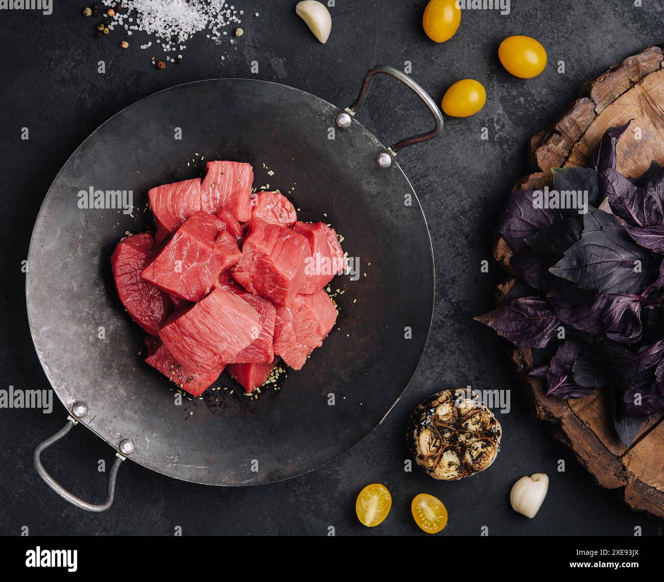 Top view cut meat hi-res stock photography and images - Alamy
