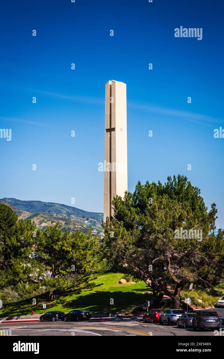 Malibu, California USA - March 28, 2017: Phillips Theme Tower is a 125 ...