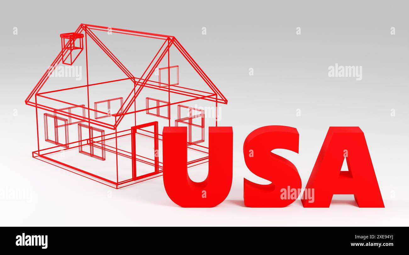 Luxury red inscription usa on grey podium, soft light, front view ...