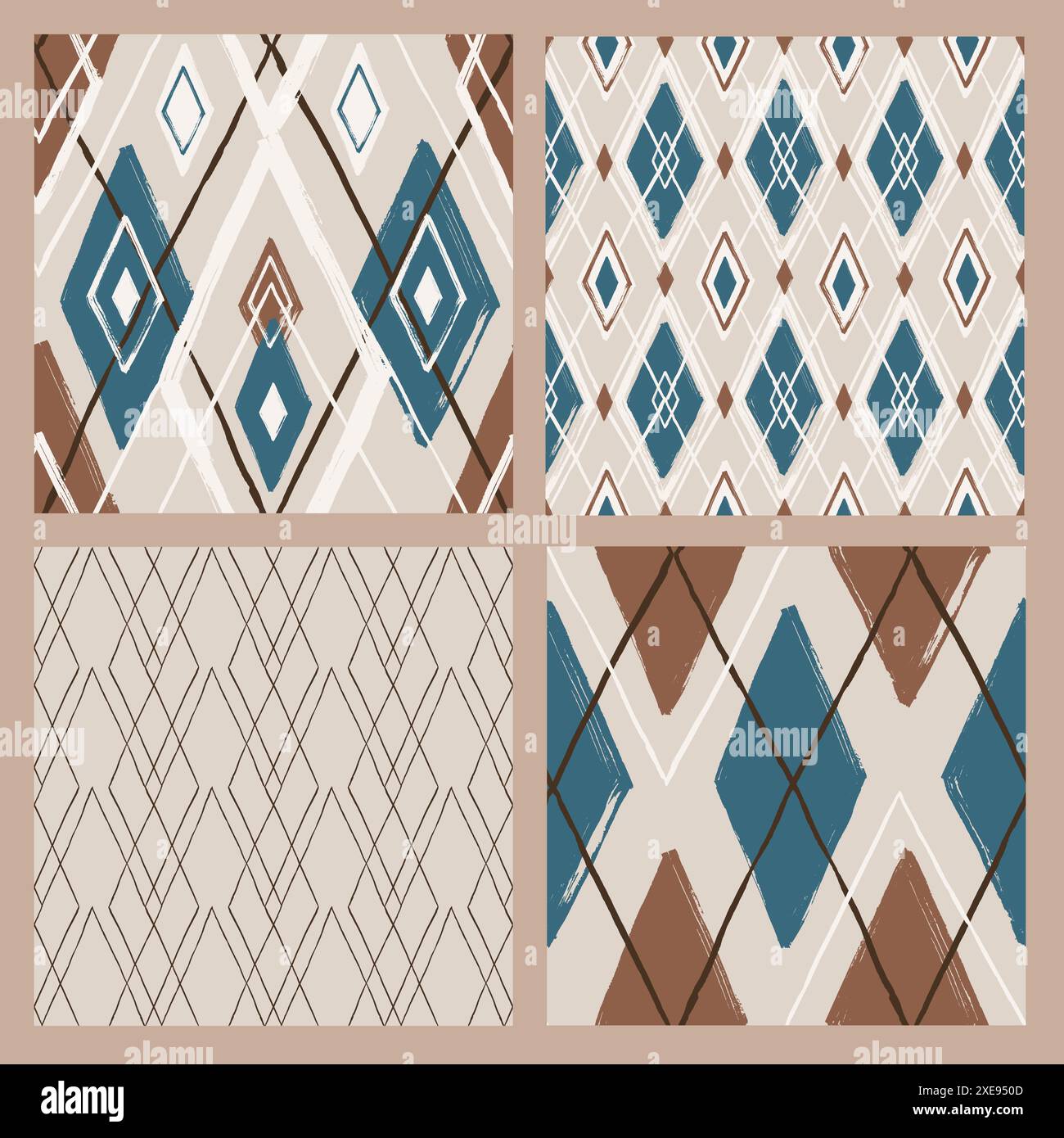 Argyle patterns from brush strokes. Set of vector diamond backgrounds Stock Vector Image & Art ...