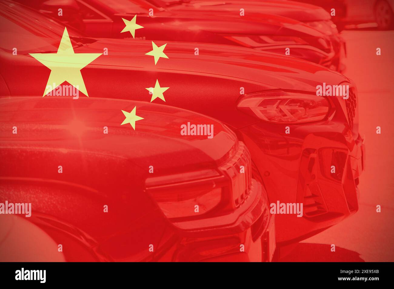Chinese flag with cars as background. Concept of car industry in China ...