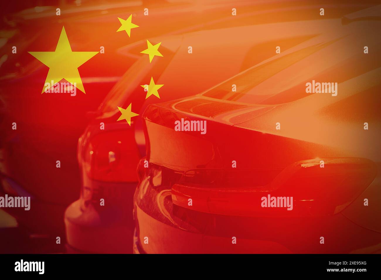 Chinese flag with cars as background. Concept of car industry in China ...