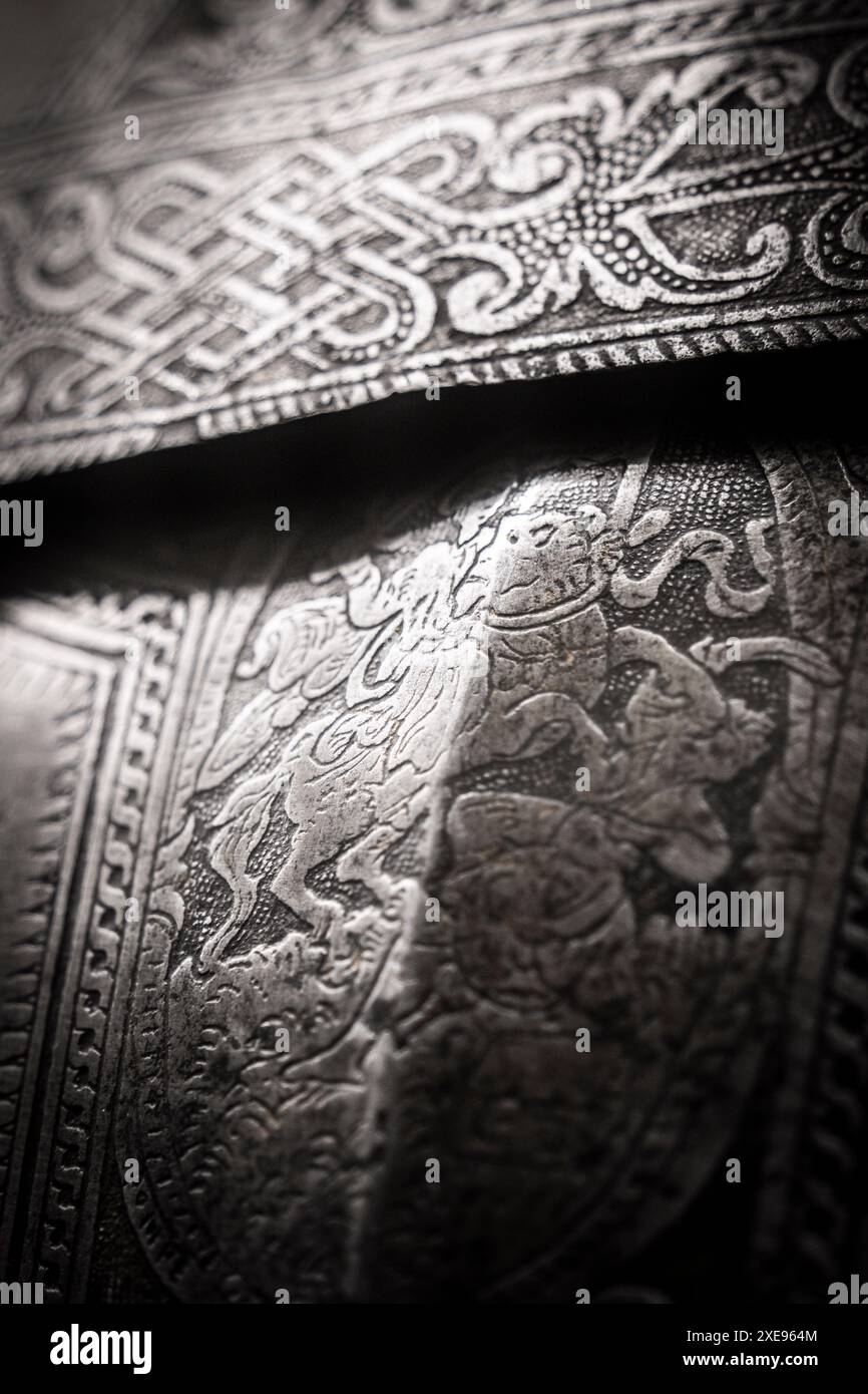 German armor with engraving of Santiago Stock Photo - Alamy