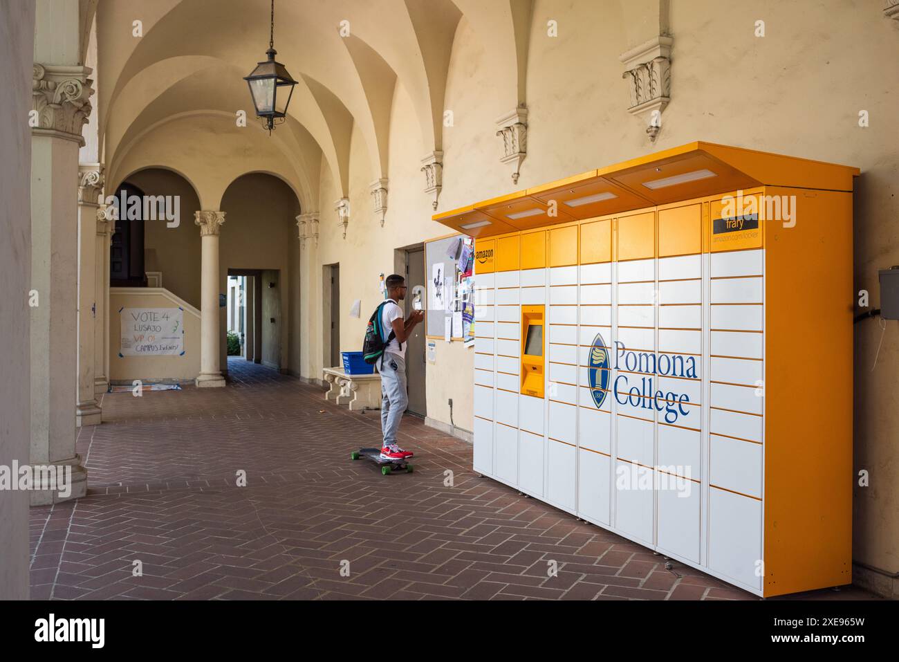 Claremont, California USA - March 30, 2017: Black male student checking ...