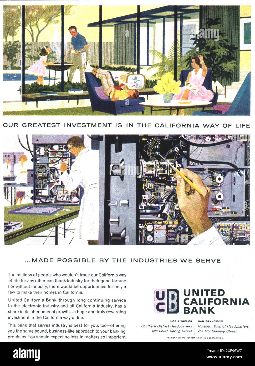 1960s United California Bank ad Stock Photo - Alamy