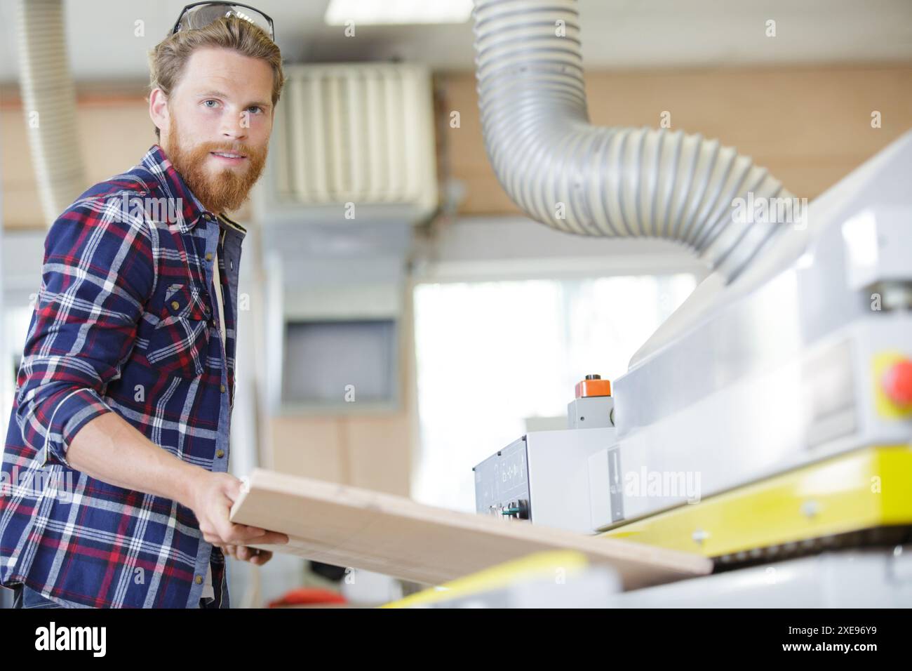 man work woodworking machine concept Stock Photo - Alamy