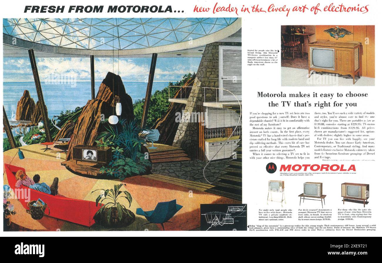 1963 Motorola TV set, Television-Stereo Ad. "Fresh from Motorola... new ...