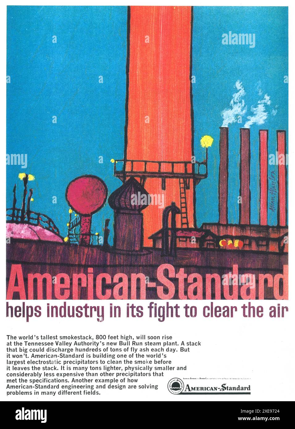 1964 American Standard ad - electrostatic precipitators - "helps ...