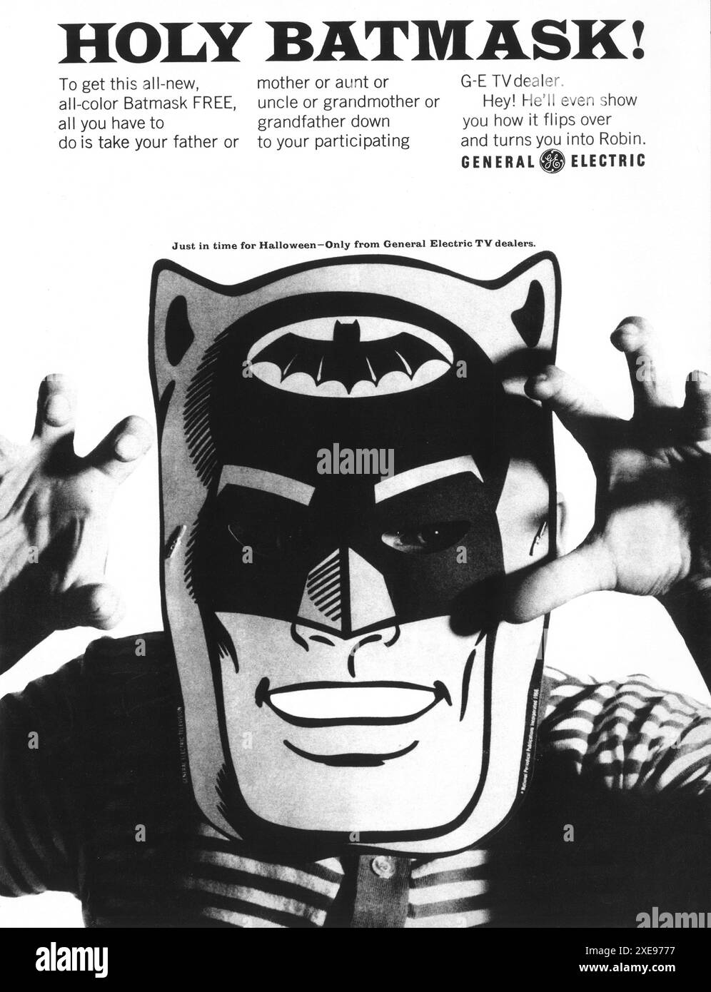 1966 General Electric ad- "Holy Batmask" Batman Mask - Only from TV ...