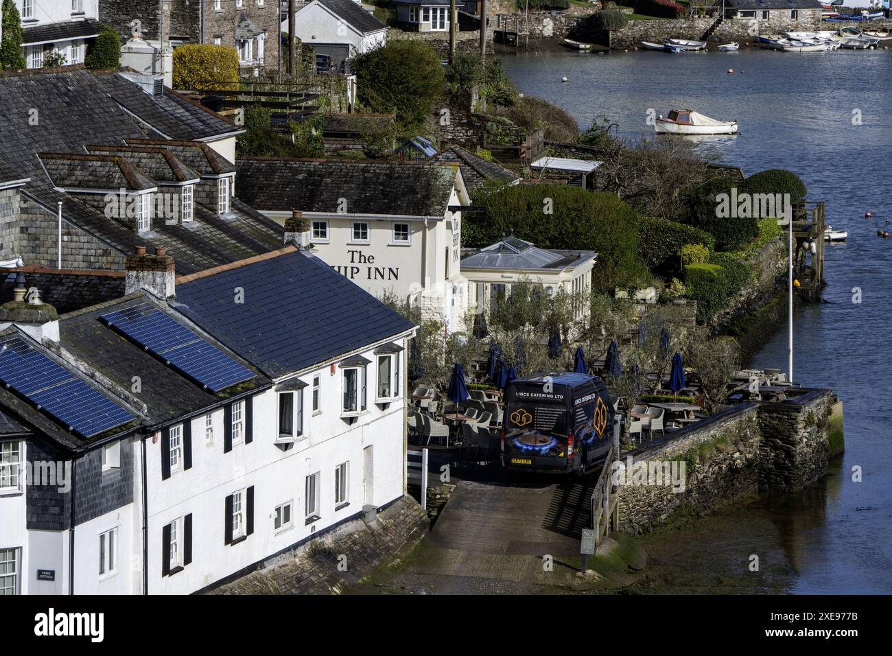 Landscape view of the village of Noss Mayo and Newton Ferrers, South ...