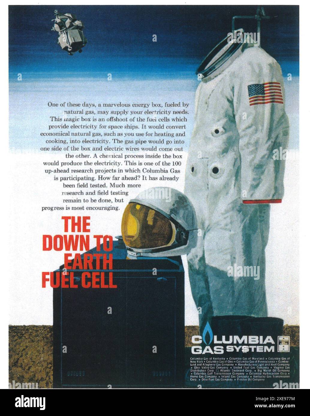 1969 Columbia Gas System ad - "The down to Earth fuel cell Stock Photo ...