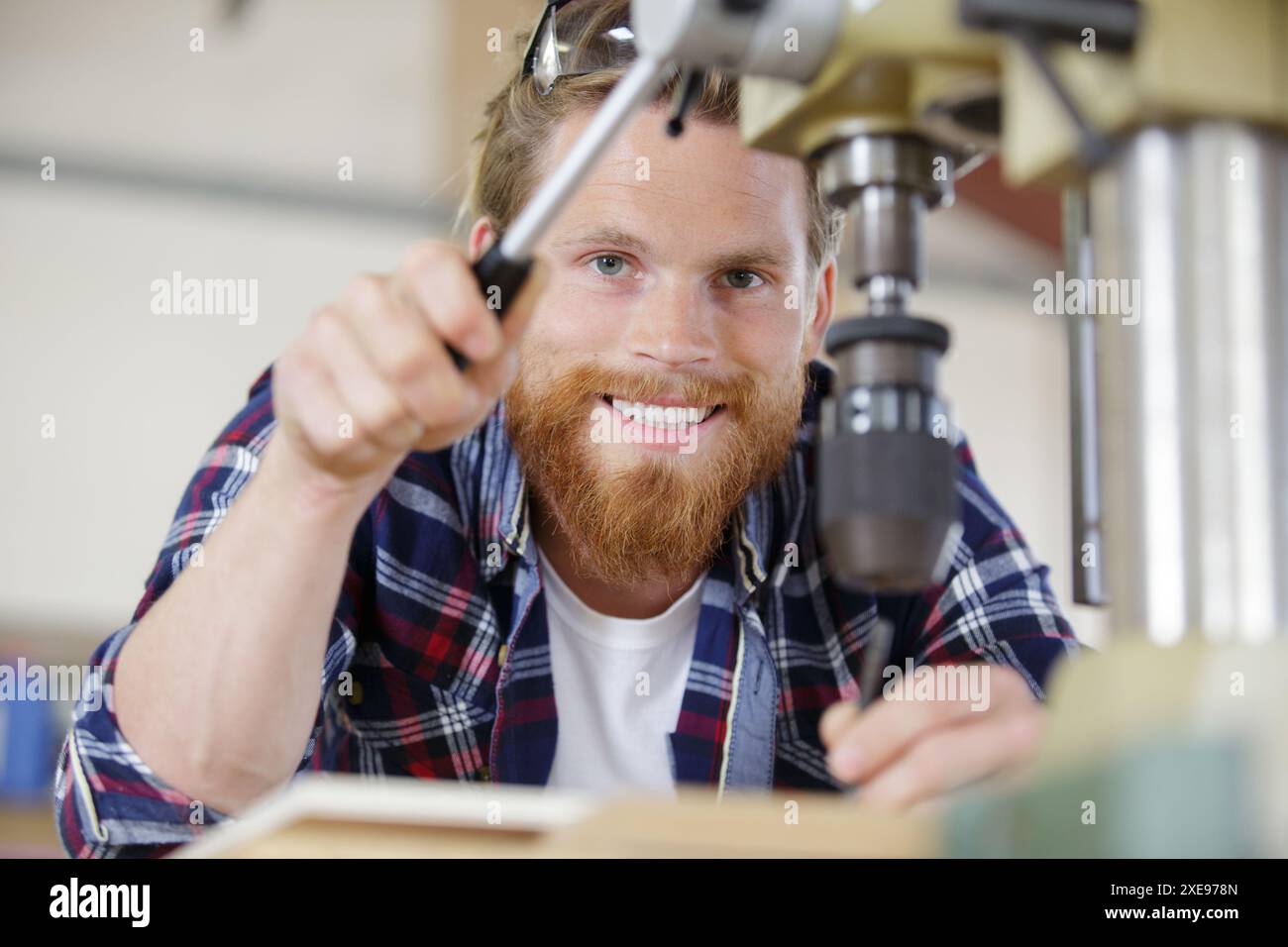 Carpenter using electric drill close hi-res stock photography and ...