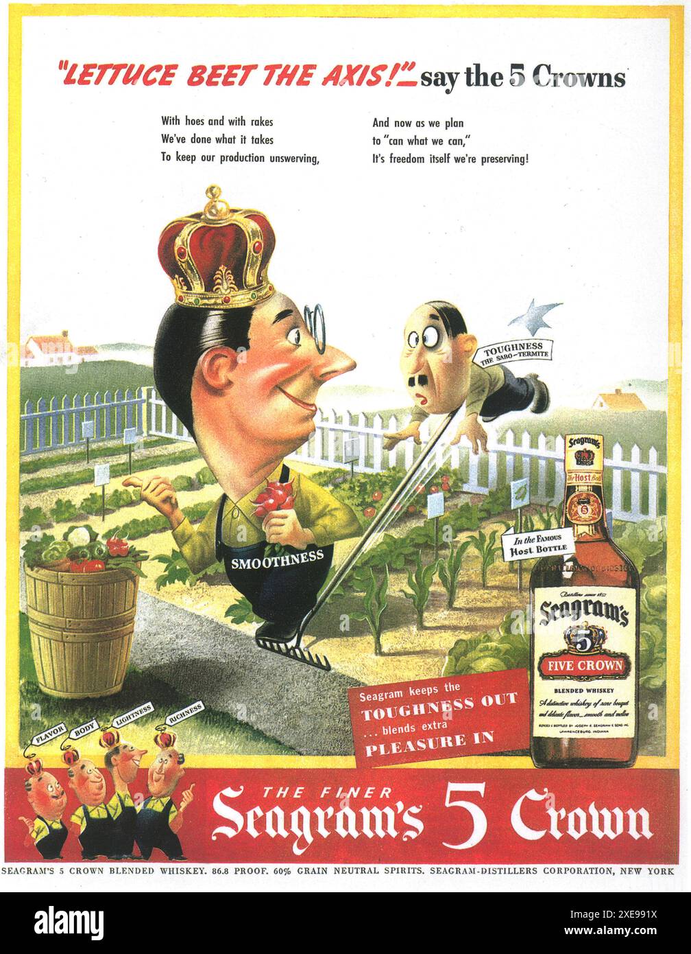 1943 WWII Seagram's Five Crowns Whiskey ad - " Lettuce beat the Axis ...