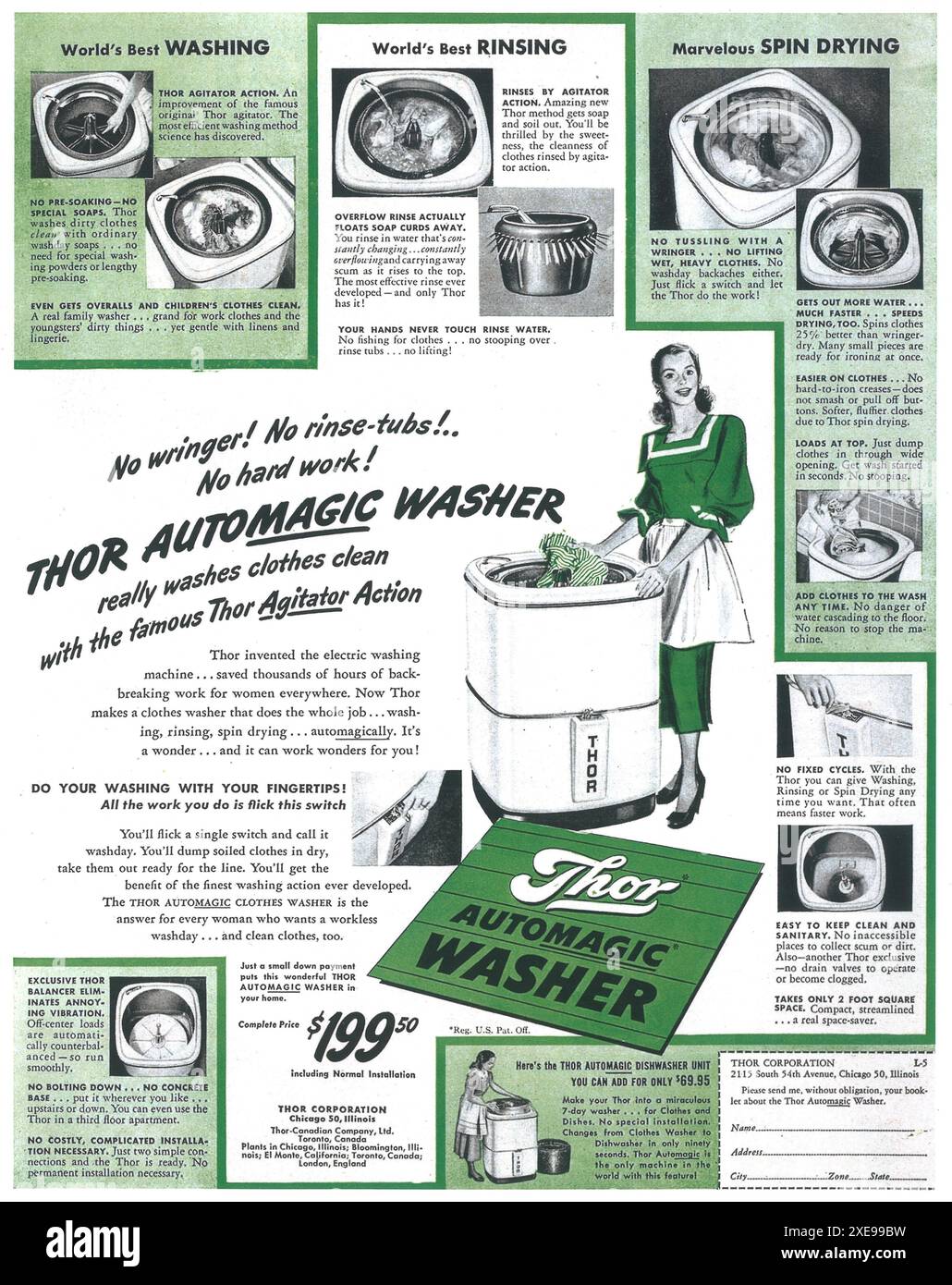 1948 Thor Automagic Washer Washing Machine Ad Stock Photo - Alamy
