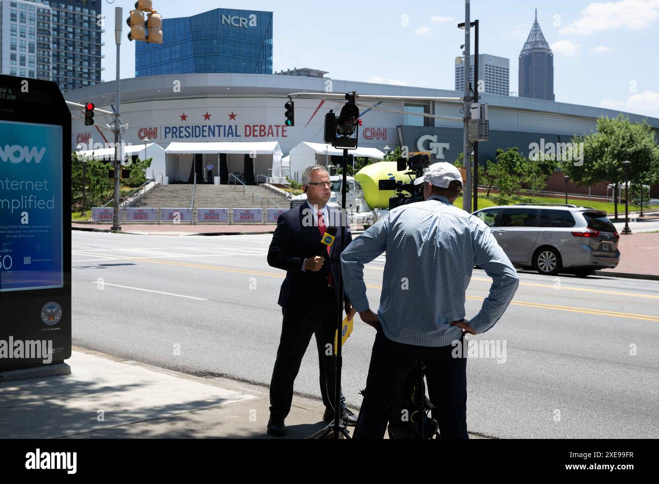 Atlanta, Georgia, USA. 26th June, 2024. Television news reporter ...