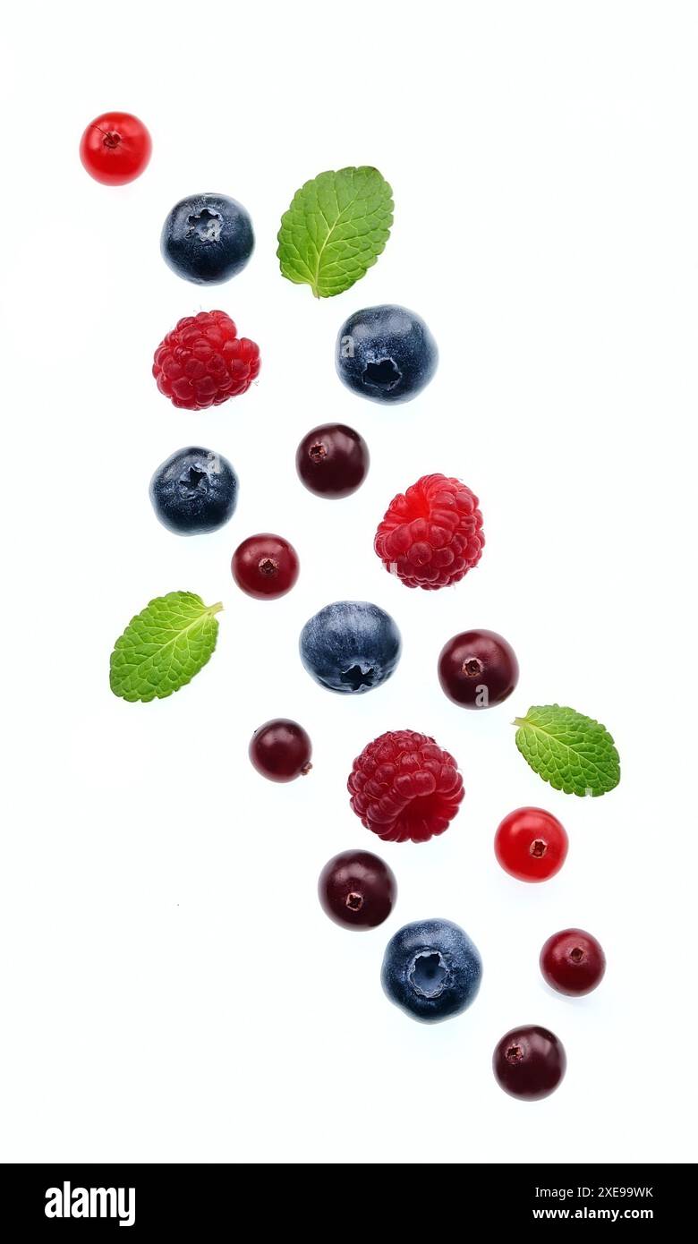 Falling berries on white backgrounds Stock Photo - Alamy
