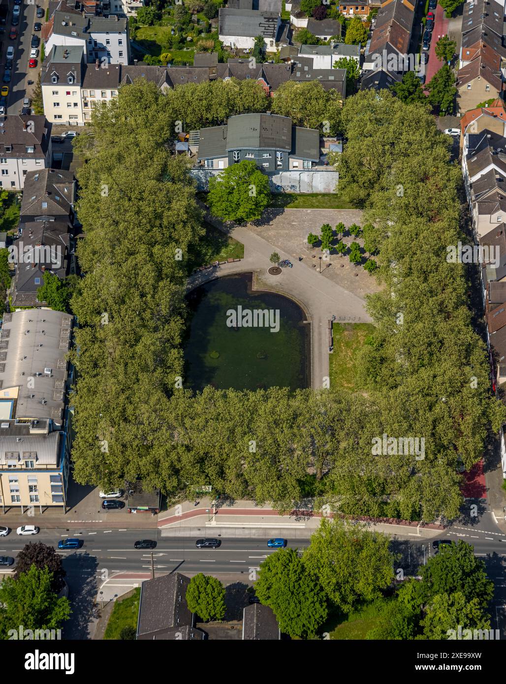 Aerial view, Schillerplatz, retirement home, Hamm, Ruhr area, North ...
