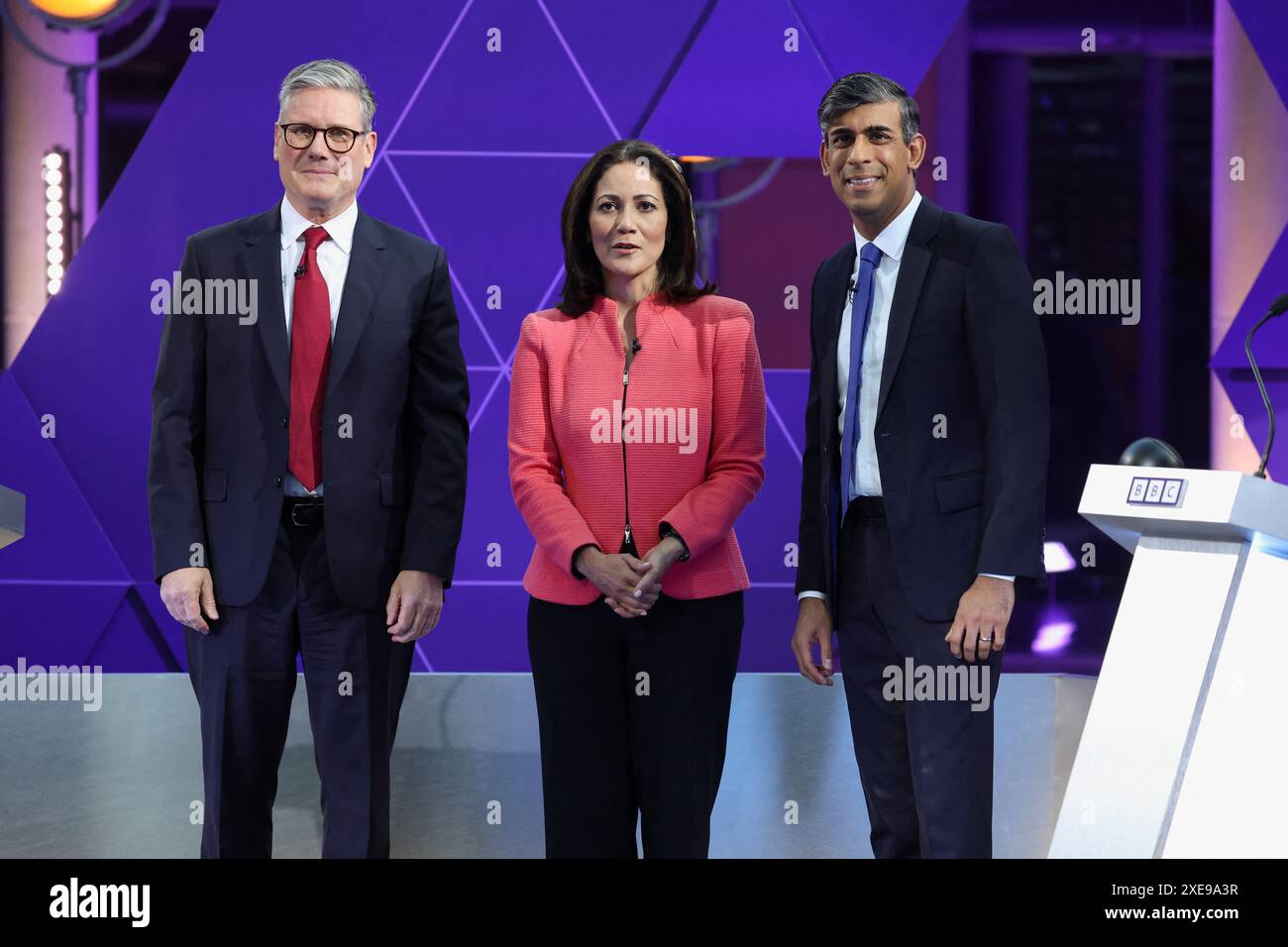 Presenter Mishal Husain with Labour leader Sir Keir Starmer and Prime ...