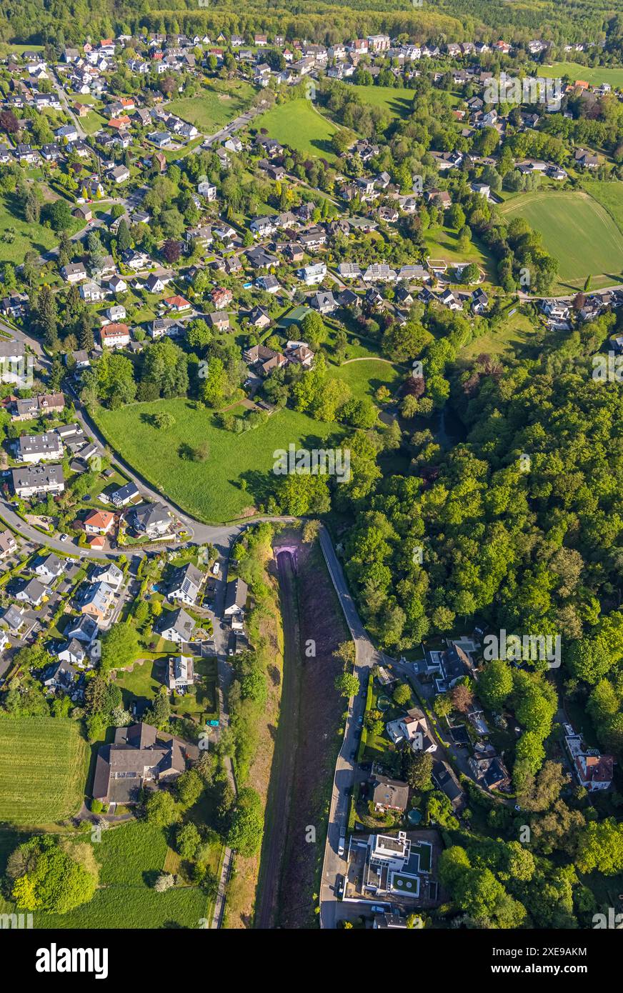 Aerial view, residential area Weg Zur Schanze, Waldweg, Ahlenberg ...