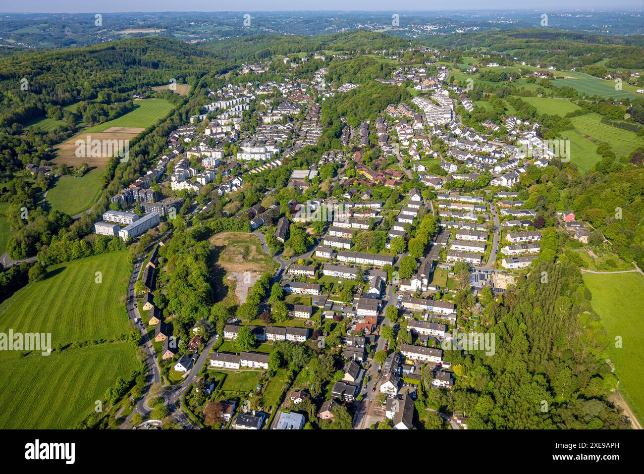 Aerial view, residential area local view Westende, terraced house ...