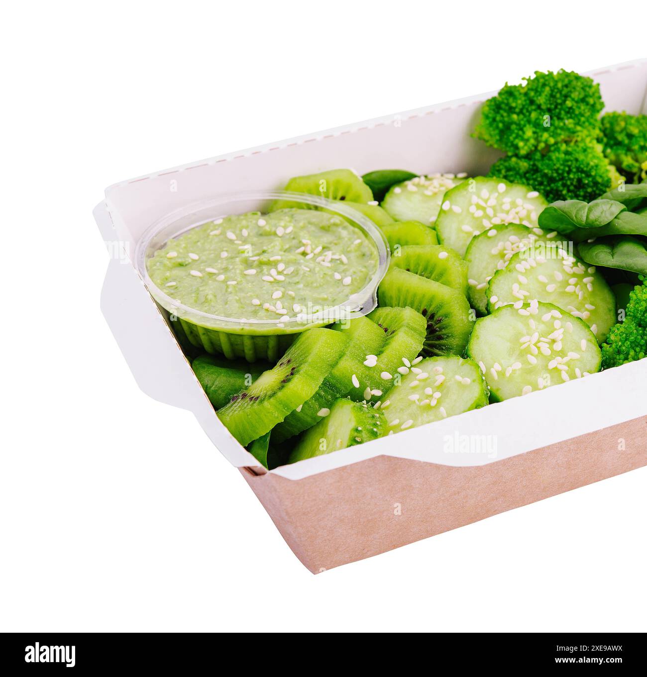 Green set of vegetables and fruits in a cardboard box Stock Photo - Alamy