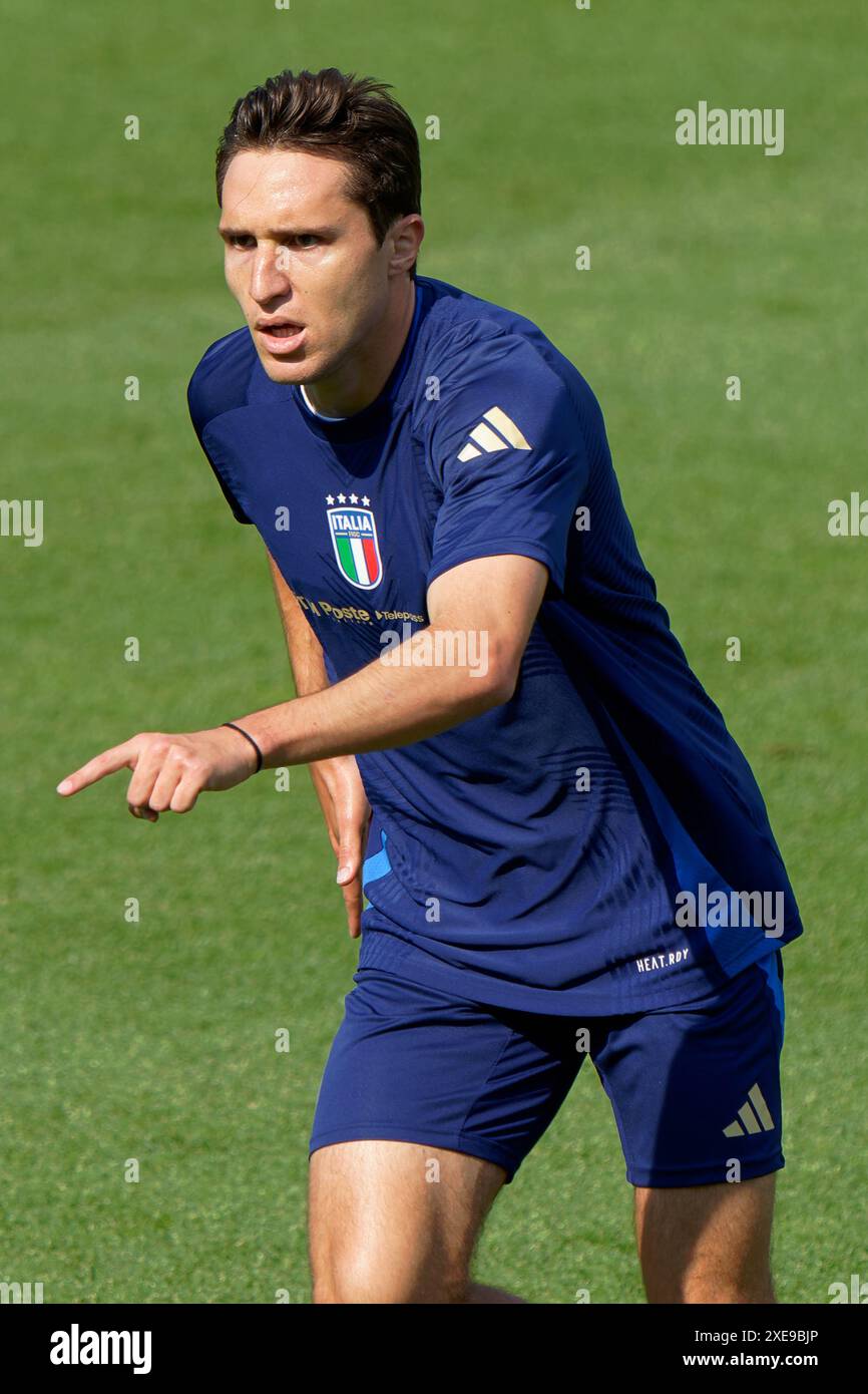 Federico Chiesa of Italy during UEFA Euro 2024 - Italy training session ...