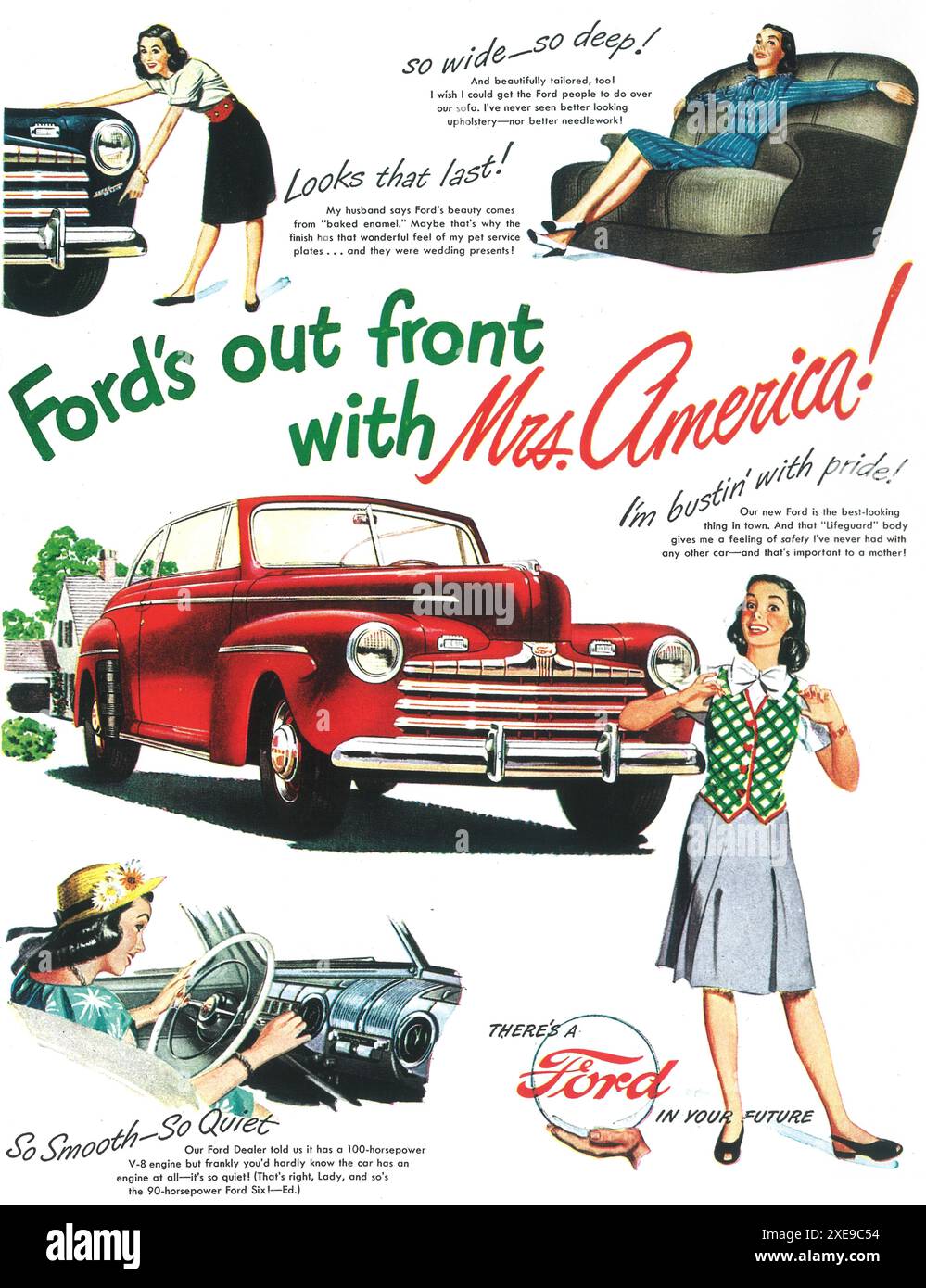 1946 Ford ad - Mrs America Stock Photo - Alamy