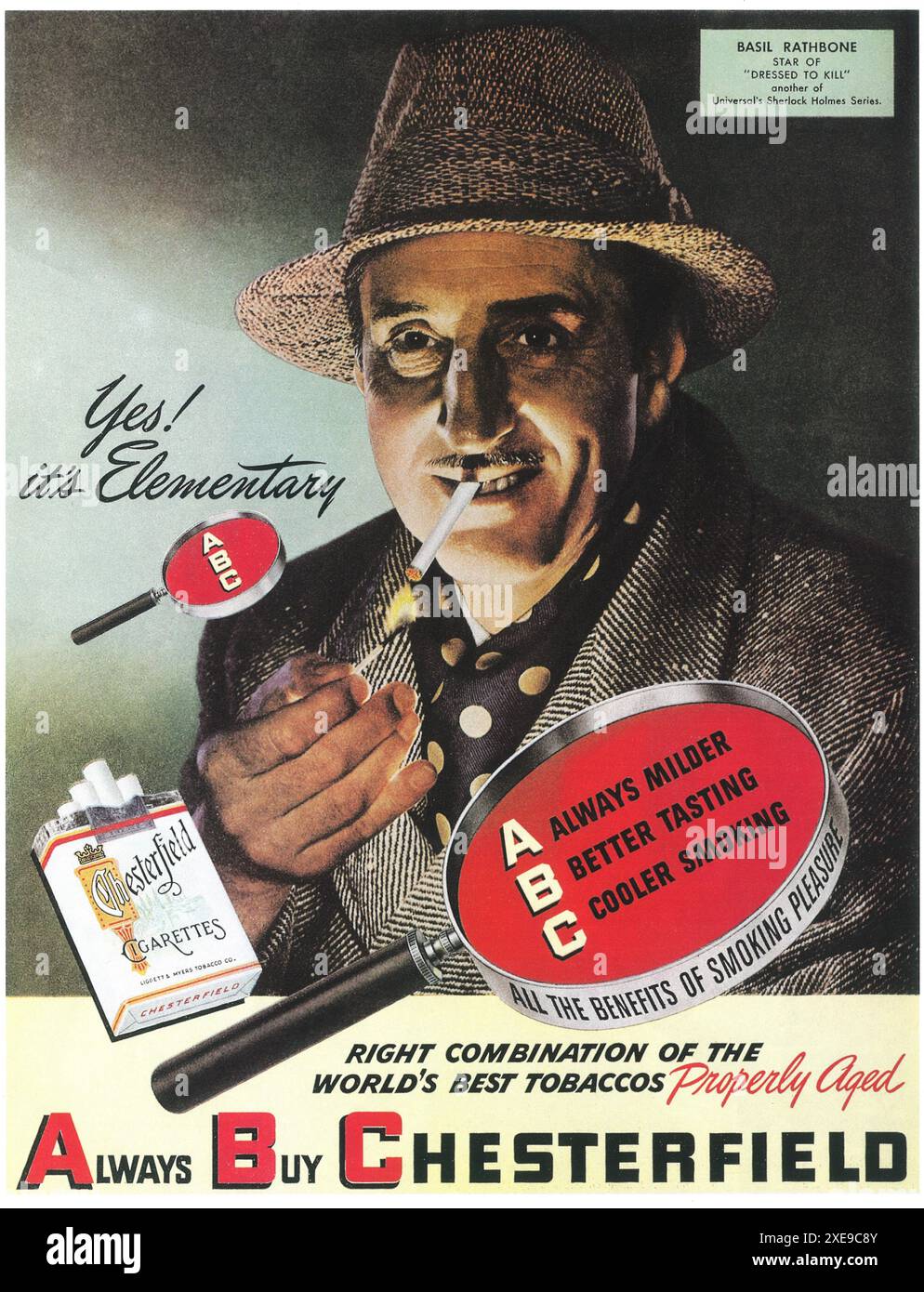 Vintage 1940s chesterfield cigarette advertisement hi-res stock ...