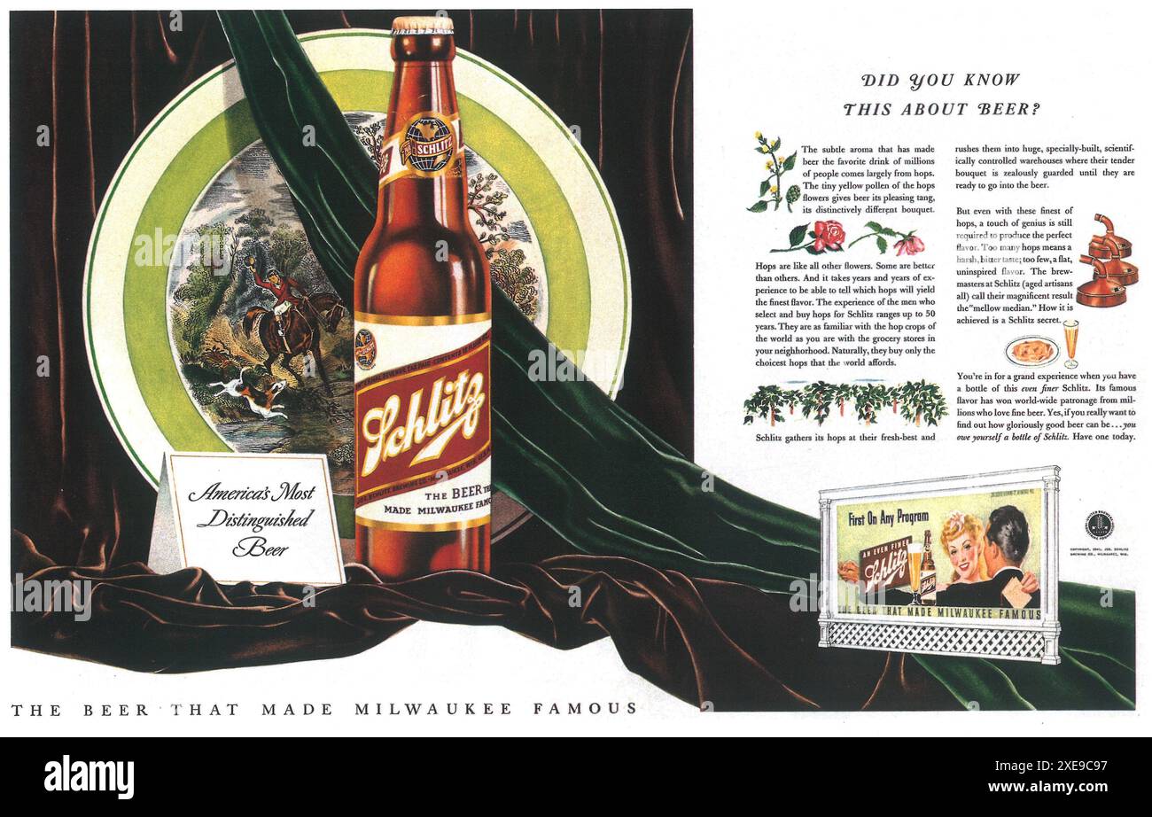 1940s usa schlitz magazine advert hi-res stock photography and images ...