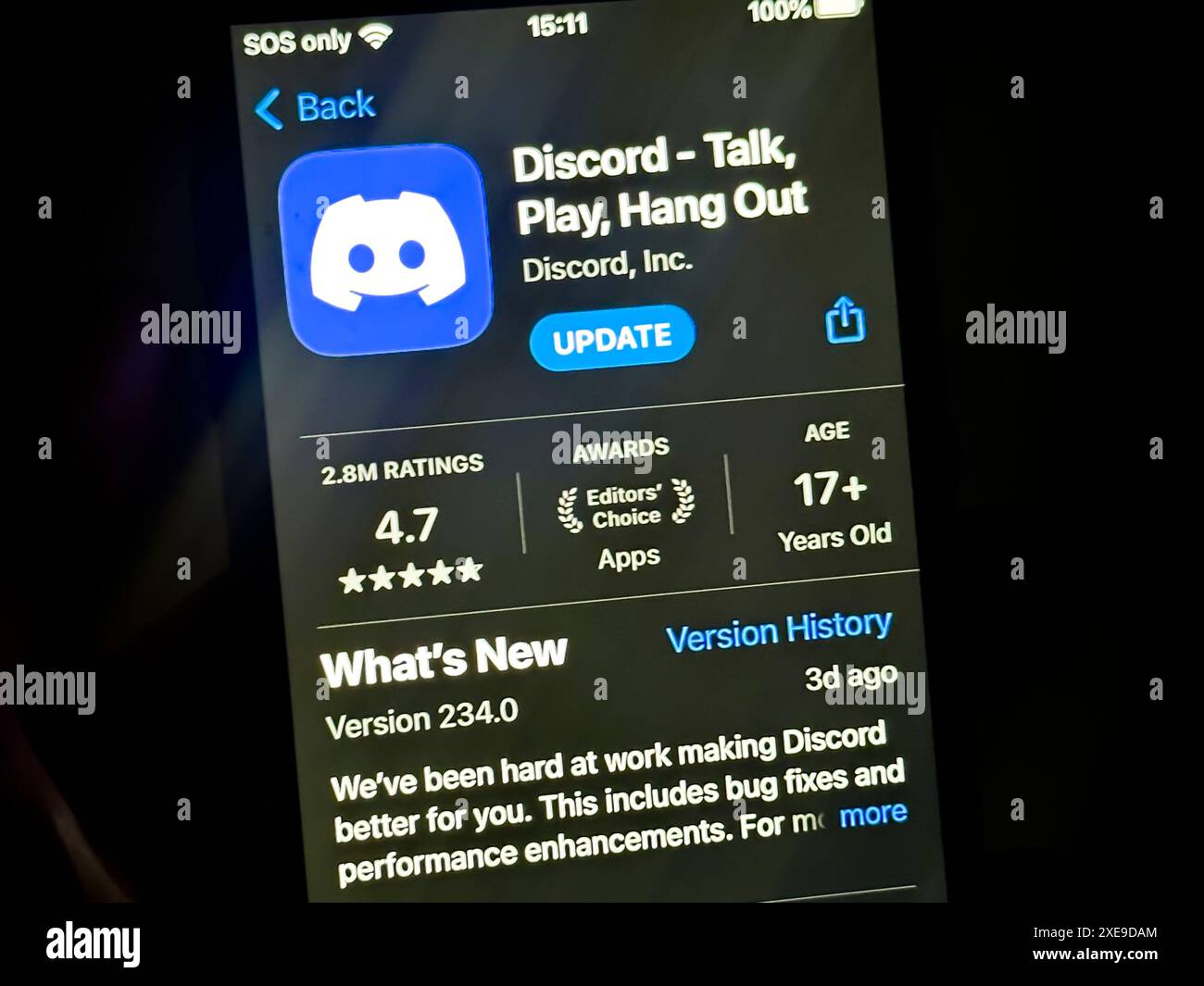 Cupertino, California, USA. 24th June, 2024. A user viewing the Discord ...